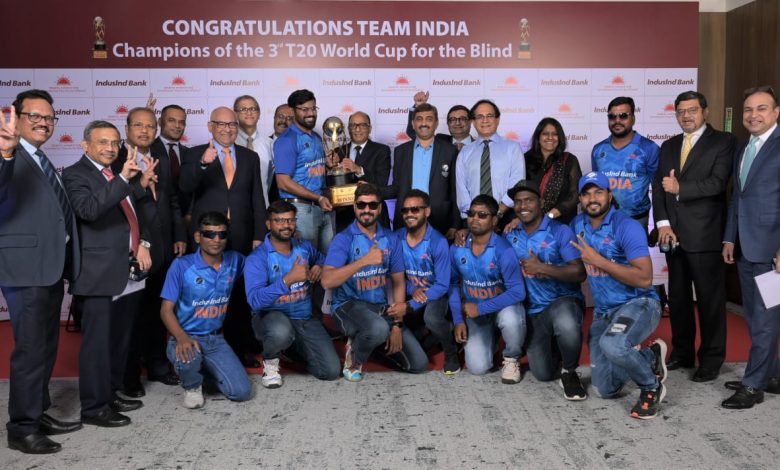 The Indian Blind Cricket Team has received felicitation from IndusInd ...